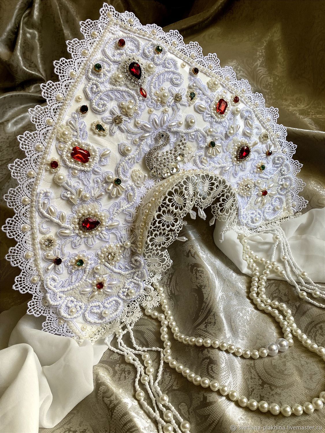 Кокошник Белая лебедь в интернет-магазине Ярмарка Мастеров по цене ...