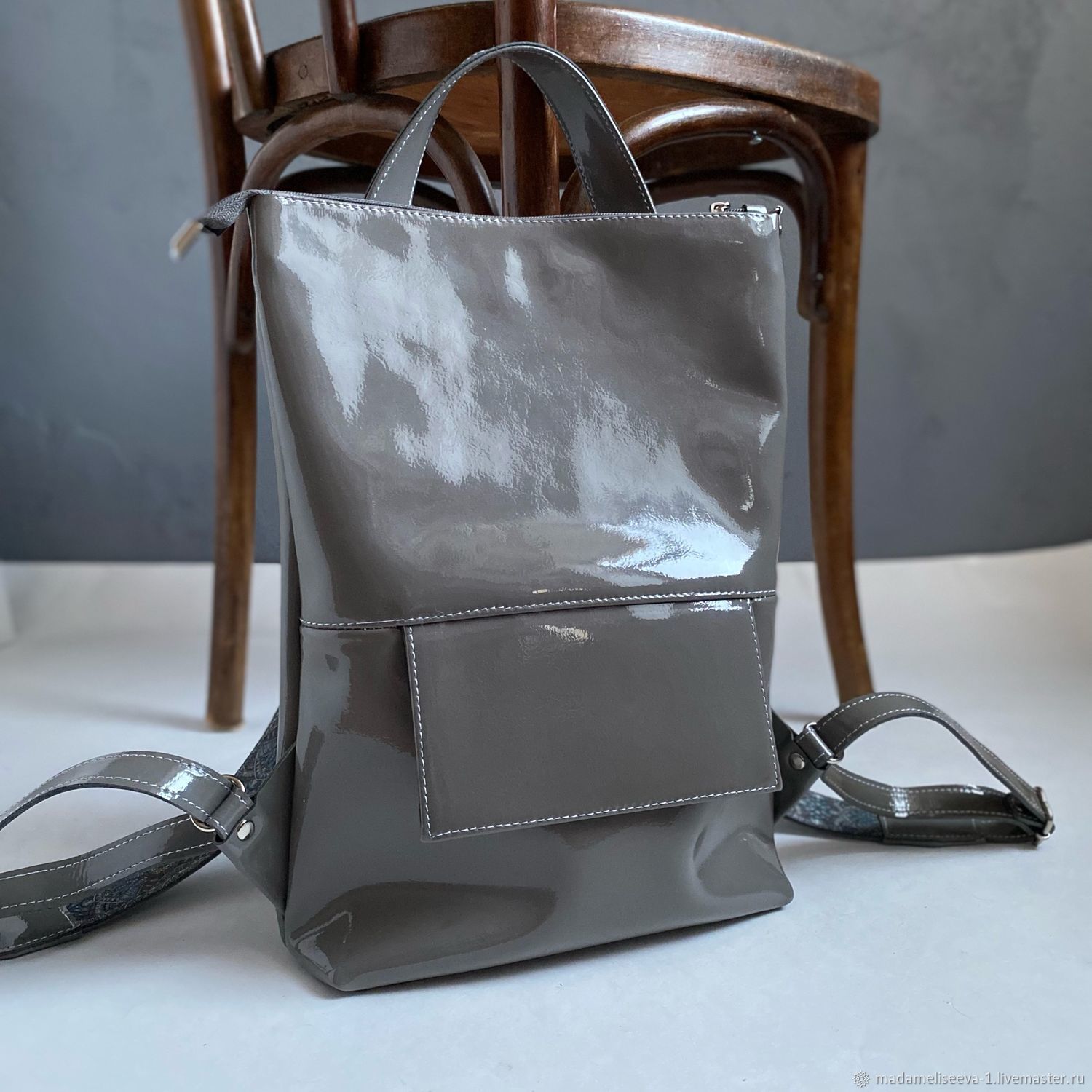 Toledo. Кожаный лаковый рюкзак. Серый в интернет-магазине Ярмарка ...