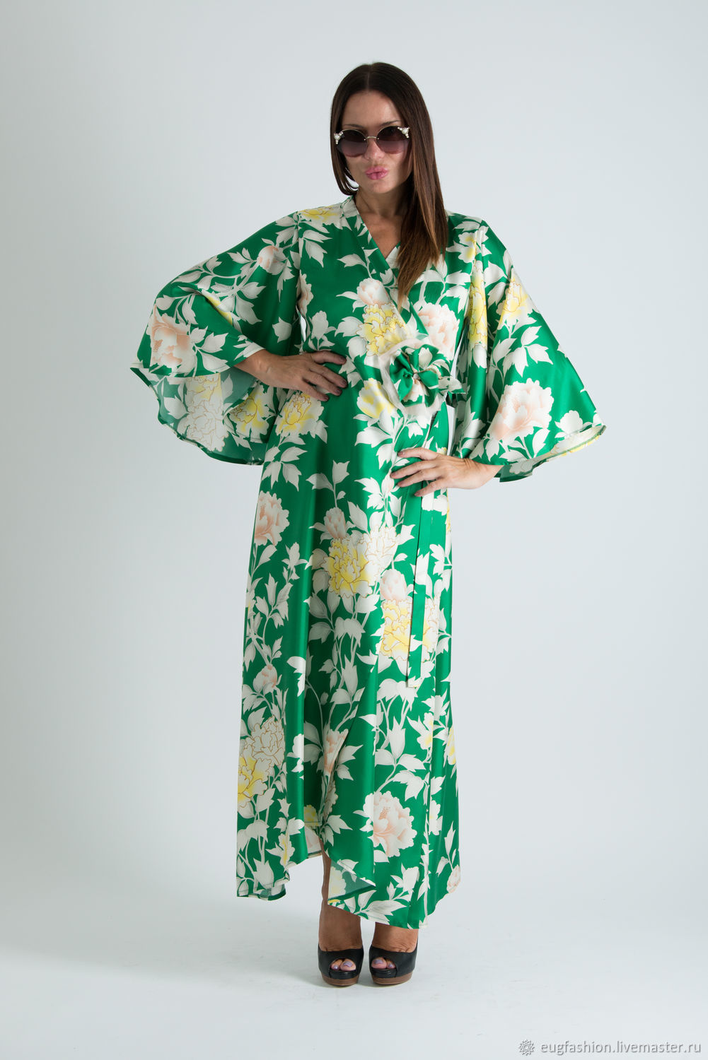 Зеленое летнее платье с запахом, платье Boho - DR0164SK в интернет ...