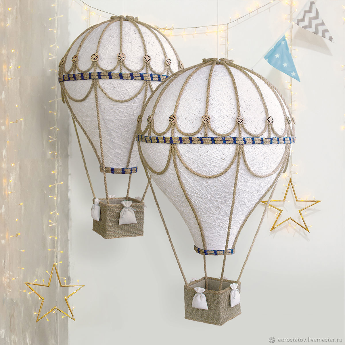 Воздушный шар с корзиной, оформление детской и гостиной комнаты в ...