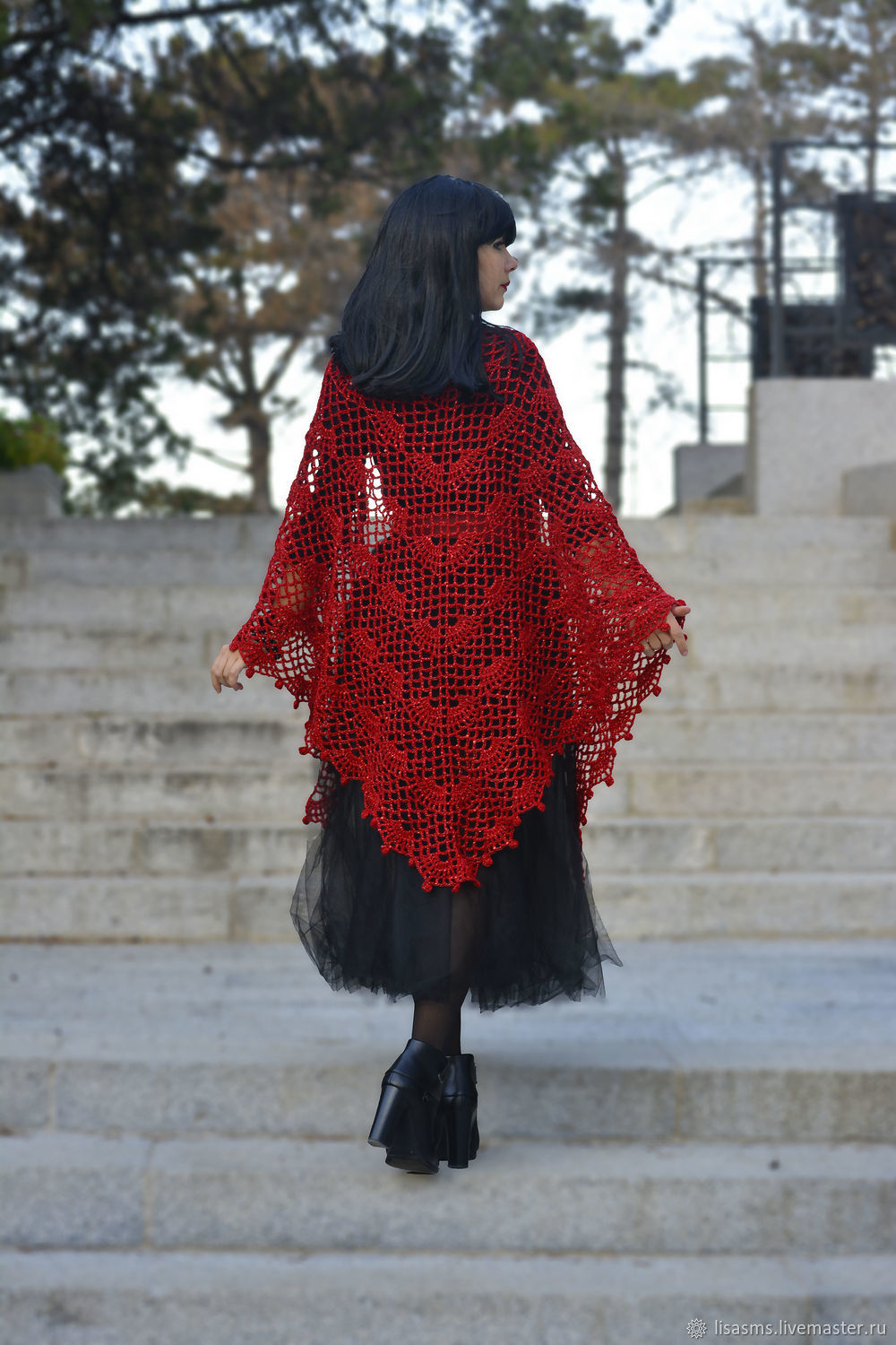 Шаль "Red Dahlia" в интернет-магазине Ярмарка Мастеров по цене 5500 ...