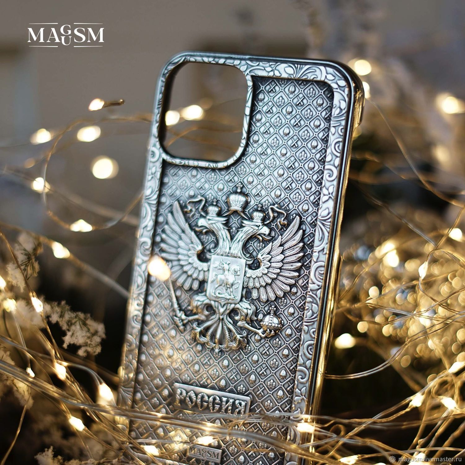 Чехол для телефона с гербом РФ серебро в интернет-магазине Ярмарка ...