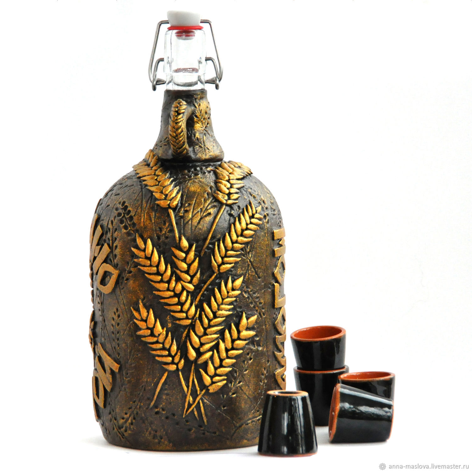 Большая бутылка, черный, коричневый, колос – заказать на Ярмарке ...