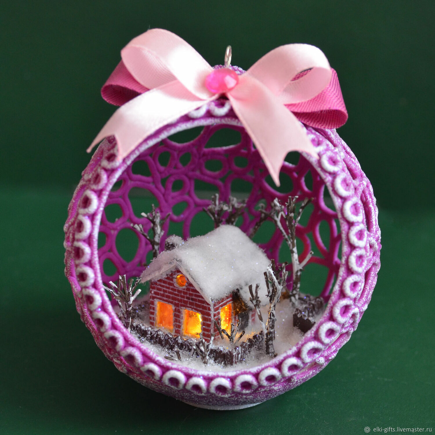Ажурный шар с подсветкой "Заснеженный дом" в интернет-магазине на ...