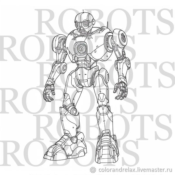 Роботы / Robots / Раскраска антистресс для детей и взрослых / А4 ...