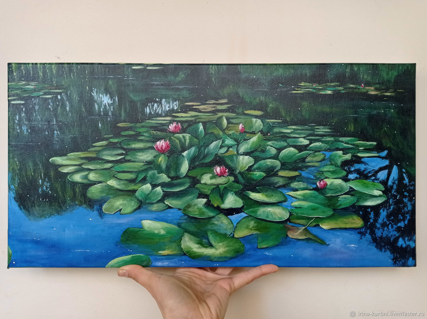 Картина Пруд с кувшинками, заросший пруд, водяные лилии картина 25/50 в ...