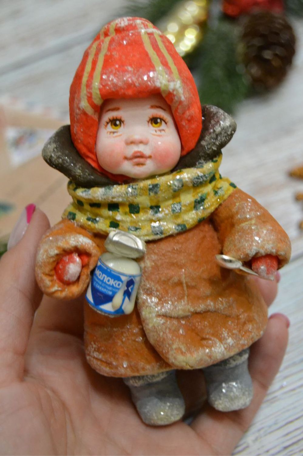 Ватная ёлочная игрушка МАЛЬЧИК СО СГУЩЕНКОЙ купить в интернет-магазине ...