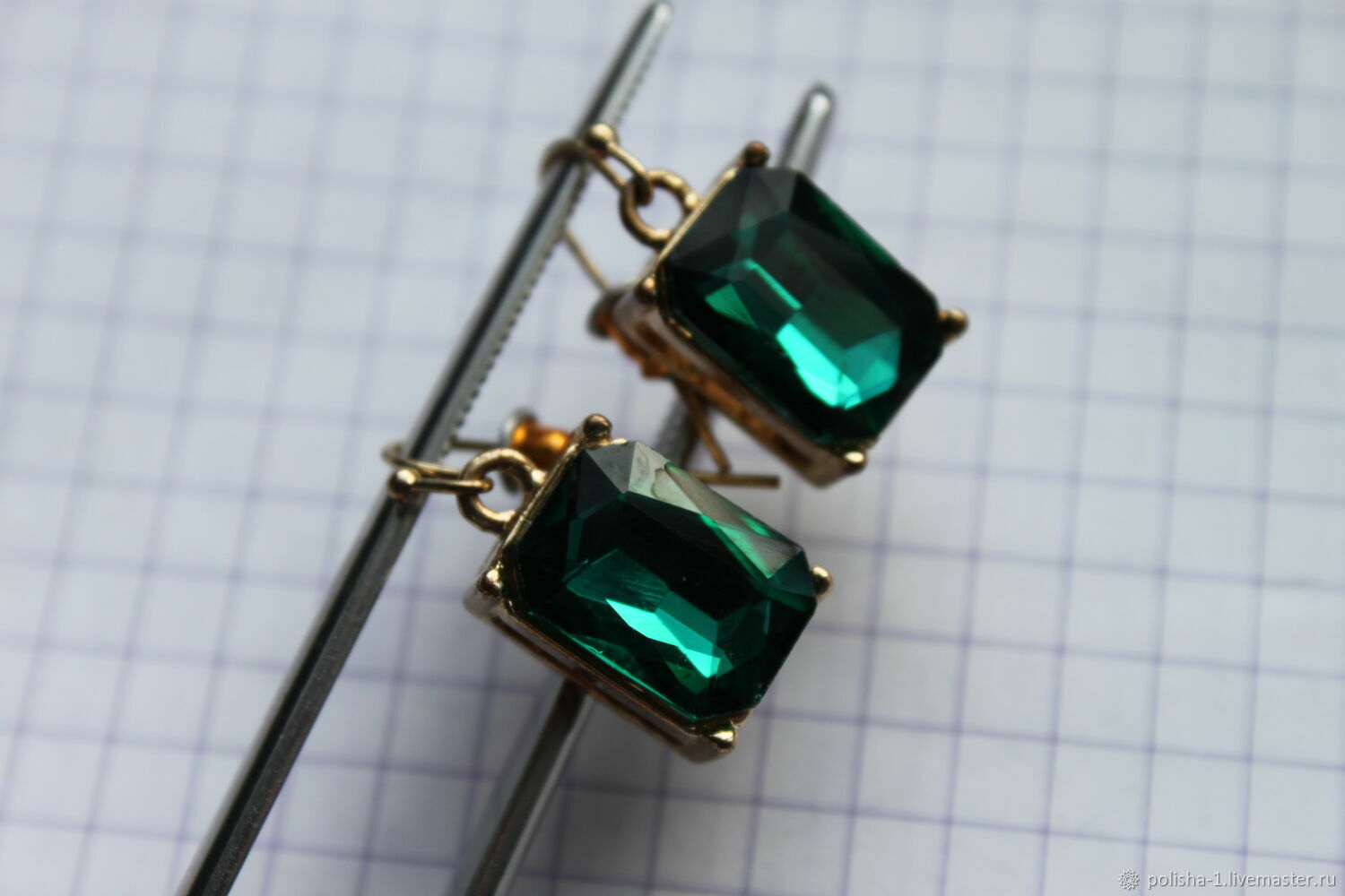 Винтаж: ВИНТАЖНЫЕ СЕРЬГИ "ИЗУМРУДНЫЕ".КЛАССИКА.Позолота.Амальгама ...