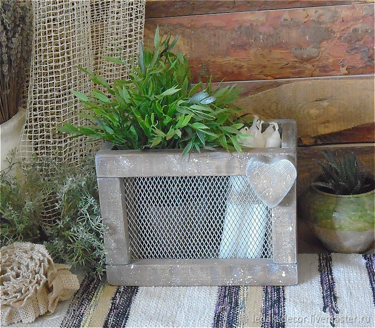 Ящик с металлической сеткой "Прованс" – заказать на Ярмарке Мастеров ...