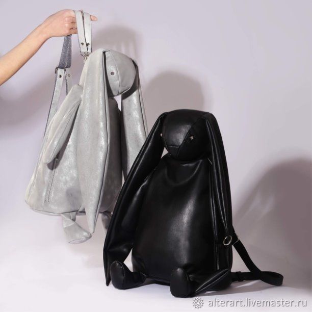 Рюкзаки: Черный заяц Алекс - дизайнерский рюкзак из кожи искусственная ...