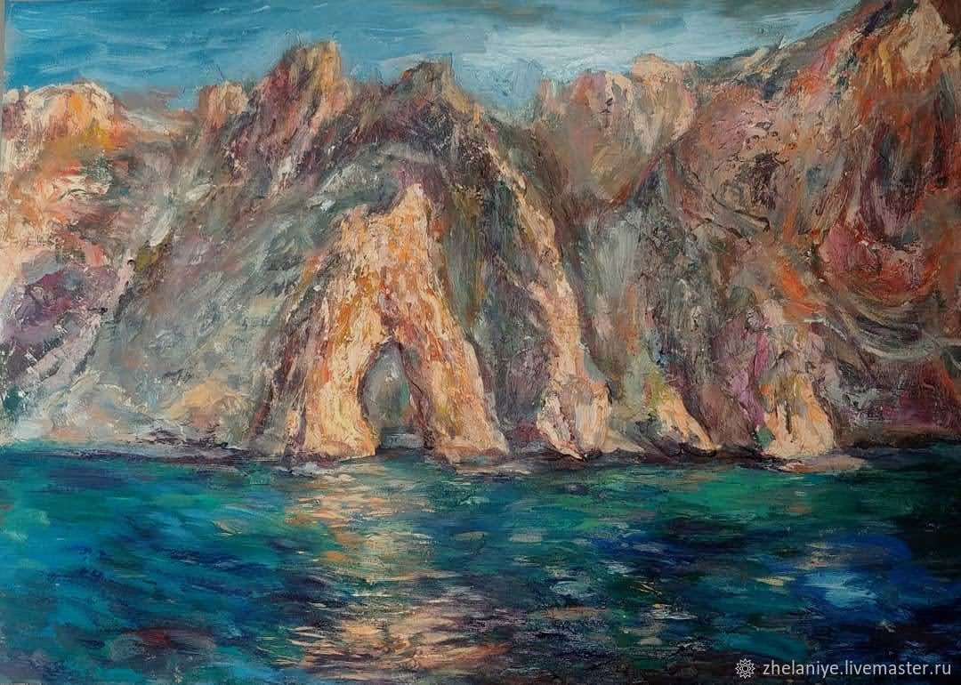 Картина масло море. Золотая арка. Карадаг в интернет-магазине на ...