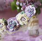Колье и серьги " Сиреневый туман" комплект украшений ручной работы в ...