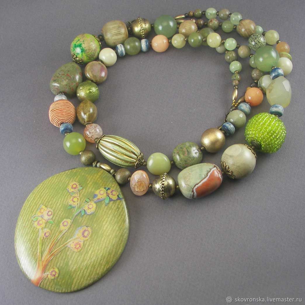 Бусы с кулоном "Прованс" – заказать на Ярмарке Мастеров – JNIOQRU ...