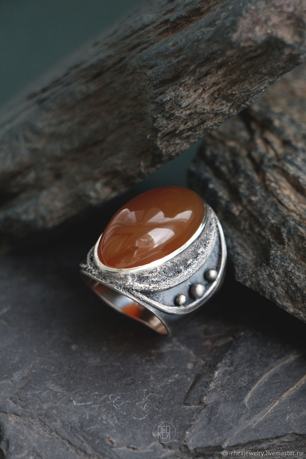 Мужской перстень в серебре с натуральным сердоликом,средневековый ...