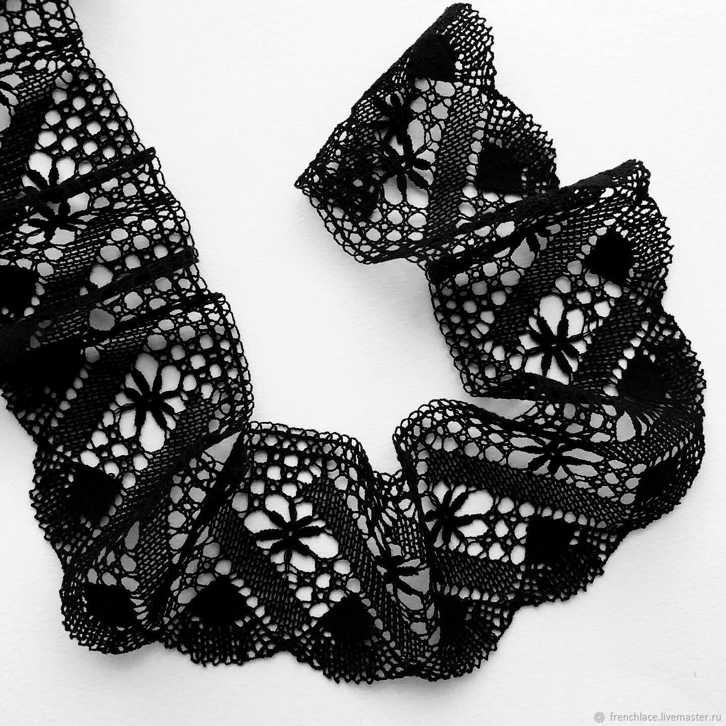 Английское вязаное кружево L0452/ч - 7,5 см - ЧЕРНЫЙ купить в интернет ...