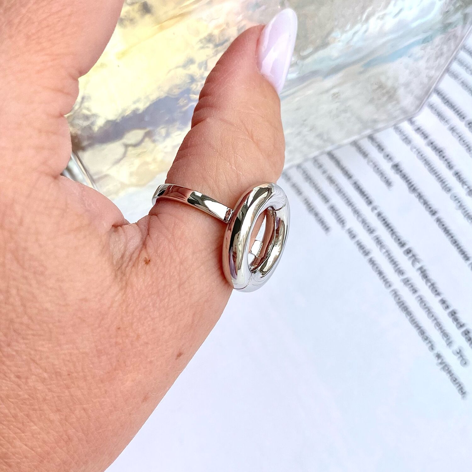 Кольцо «бублик», родиевое покрытие – купить на Ярмарке Мастеров ...