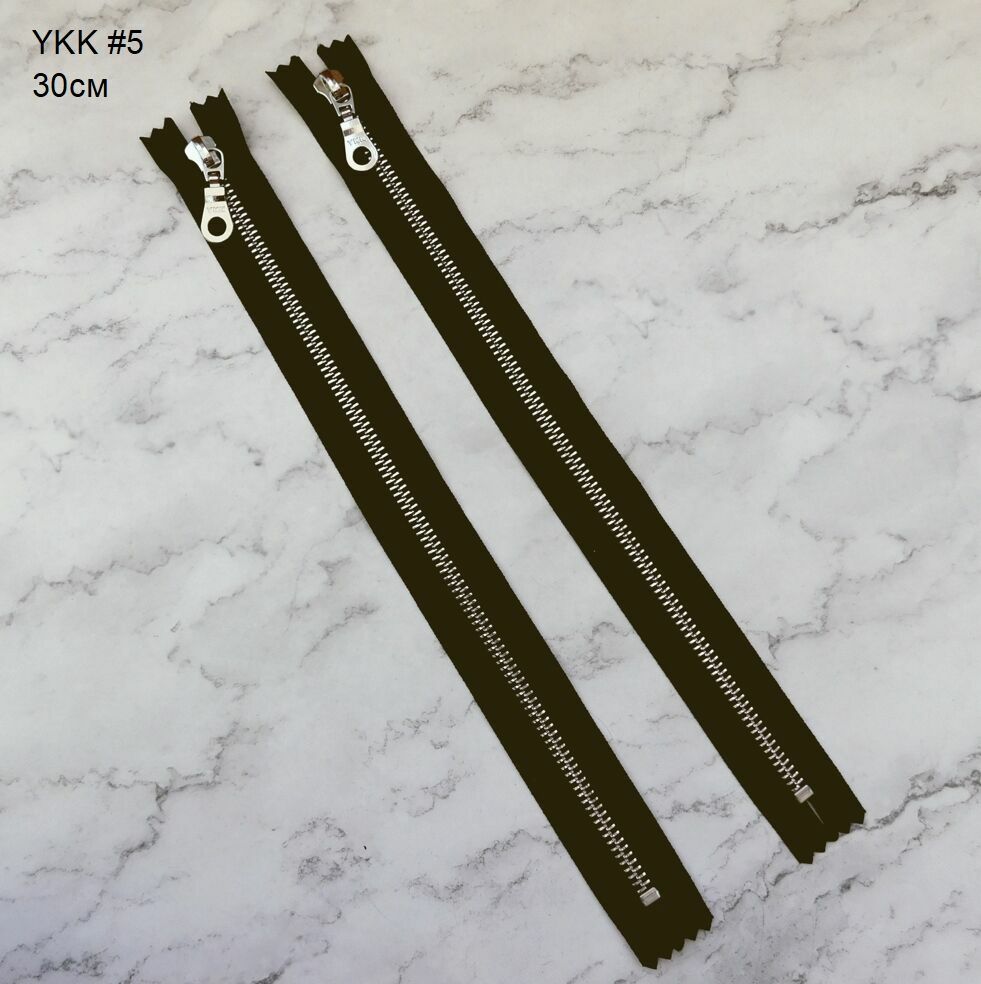 Молния YKK #5 с бегунком никель, цвет черный, 30см, тип 1 купить в интернет-магазине Ярмарка ...