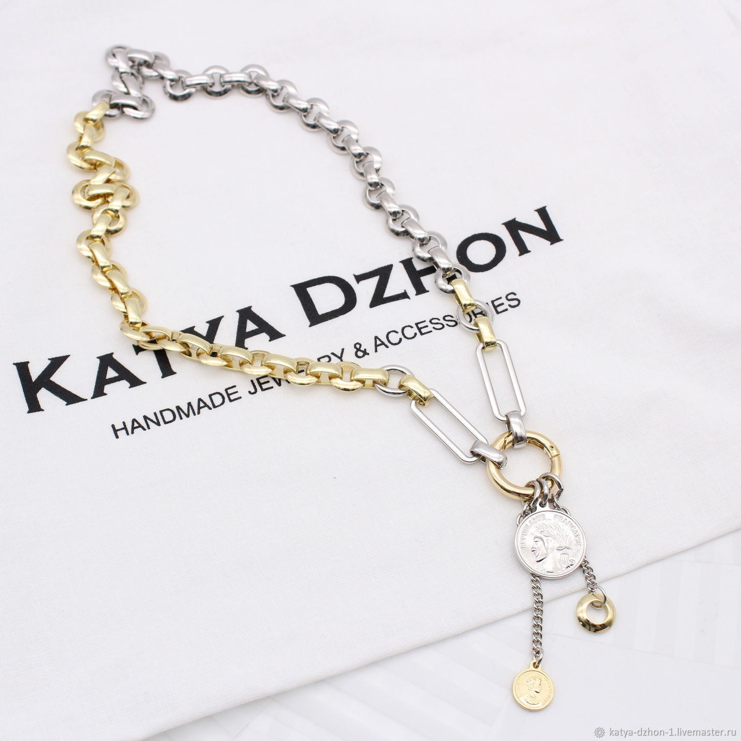 Цепь Katya Dzhon биколор c двумя монетками в интернет-магазине на ...