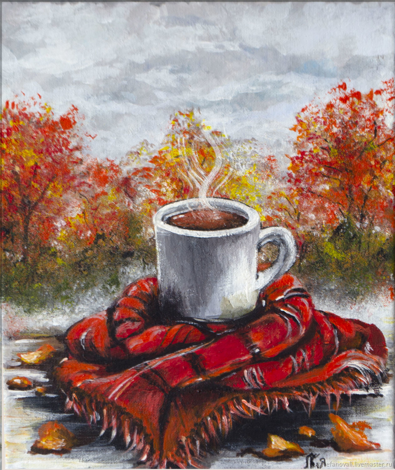 Картины: ТЁПЛАЯ ОСЕНЬ. ЧАЙ. ПЛЕД в интернет-магазине Ярмарка Мастеров по цене 18000 ₽ – W97JMRU ...
