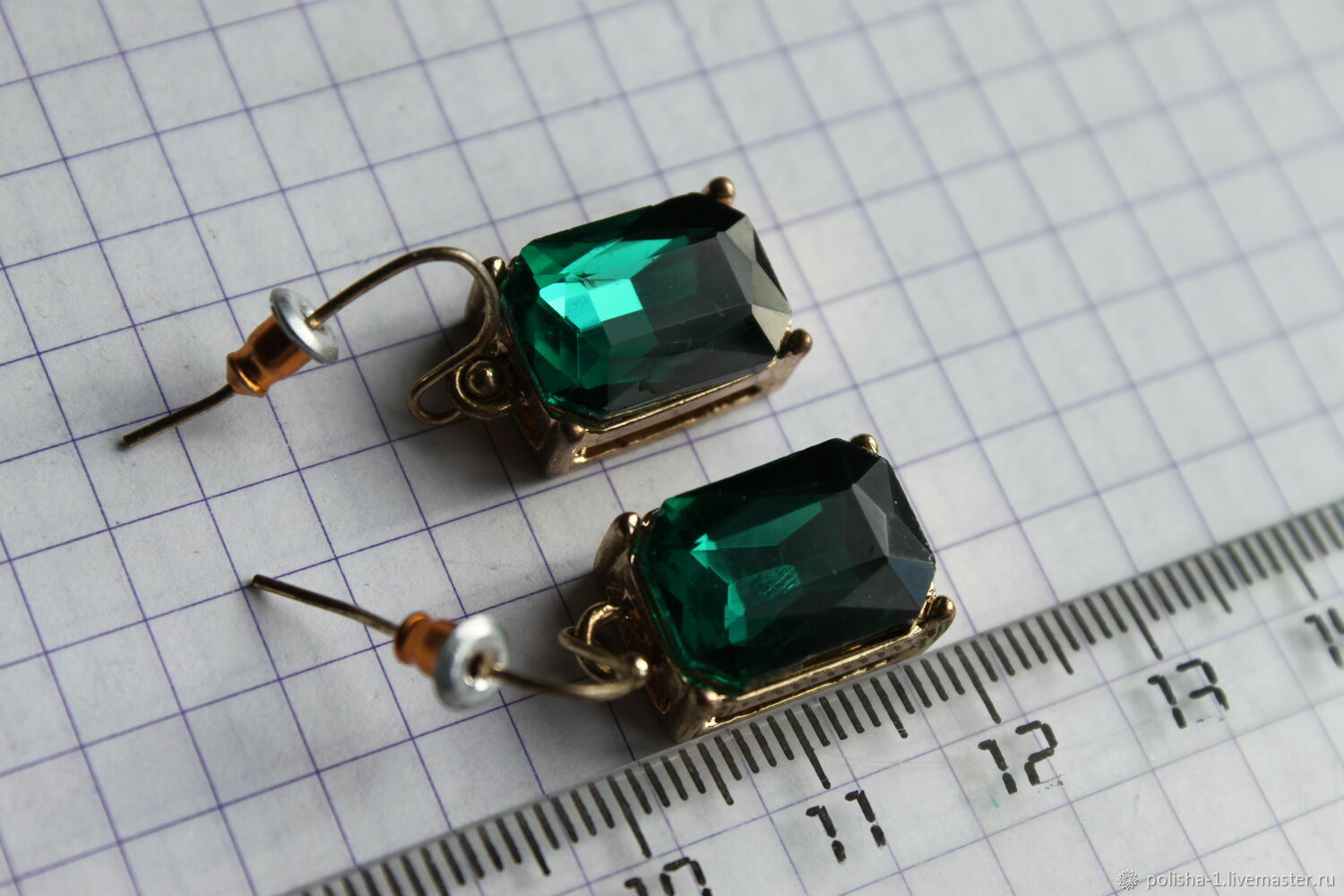 Винтаж: ВИНТАЖНЫЕ СЕРЬГИ "ИЗУМРУДНЫЕ".КЛАССИКА.Позолота.Амальгама ...