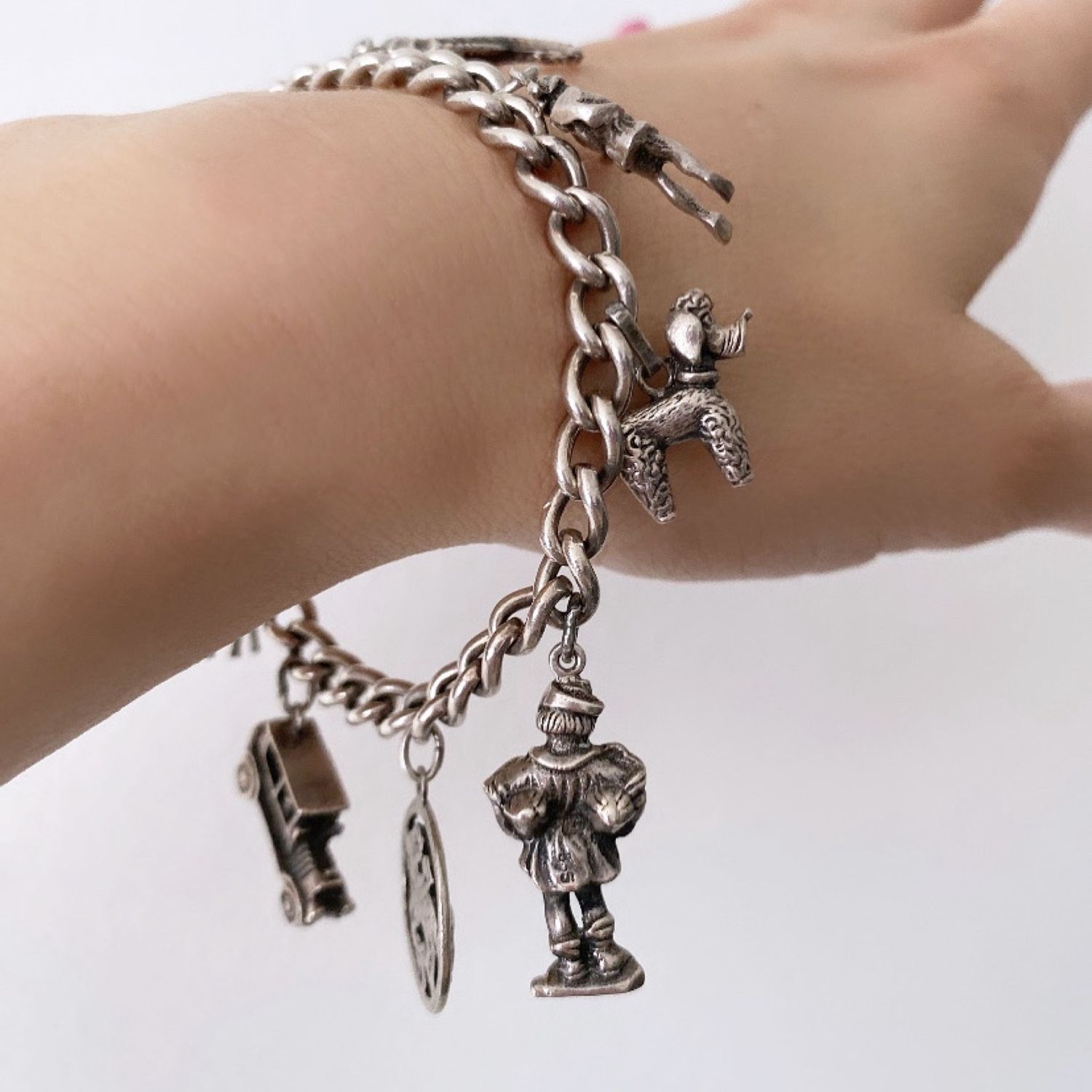 Винтаж: Винтажный серебряный браслет с чармами купить в интернет ...