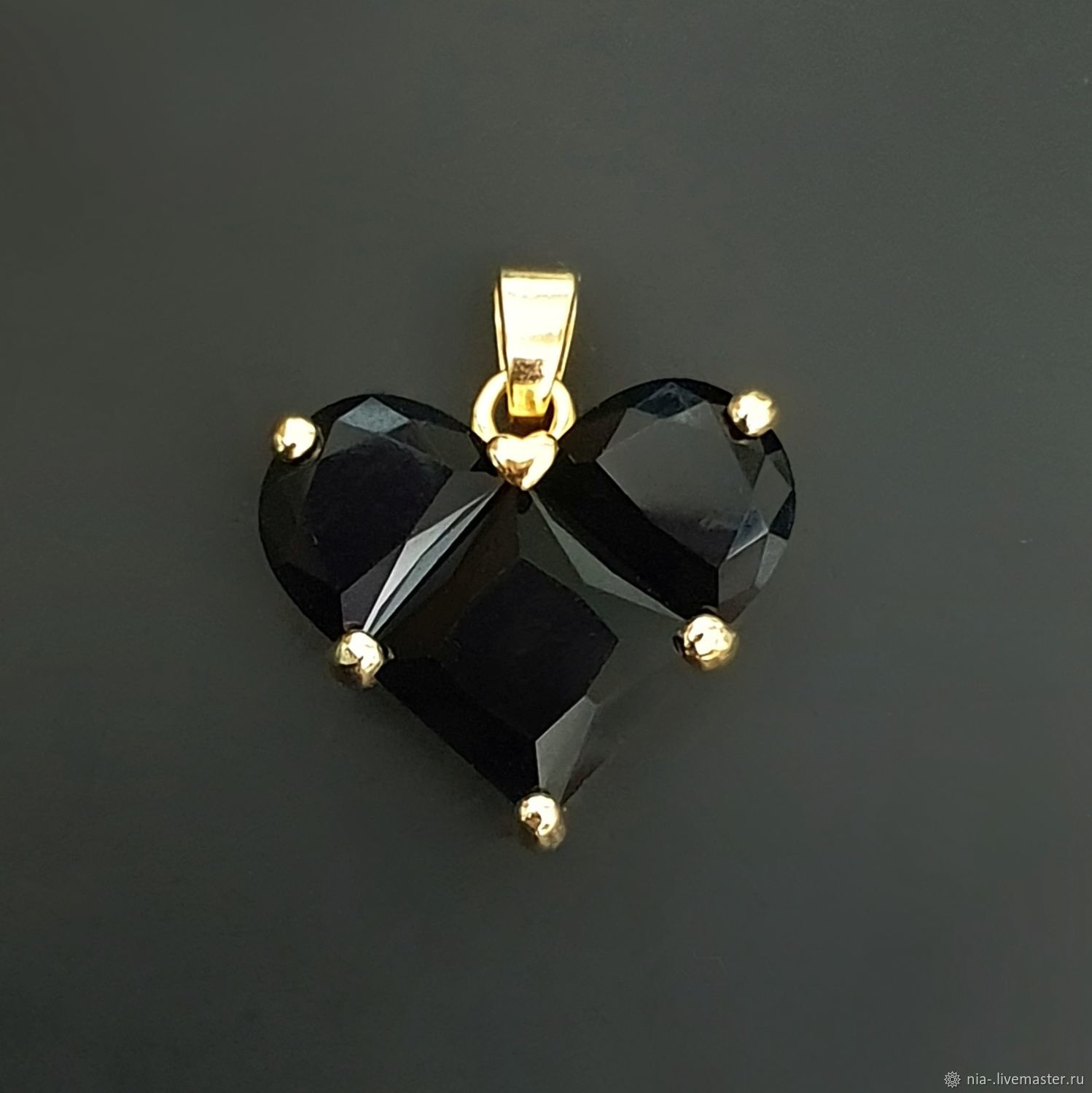 Подвеска сердце огранка 22 мм черное золото купить в интернет-магазине ...