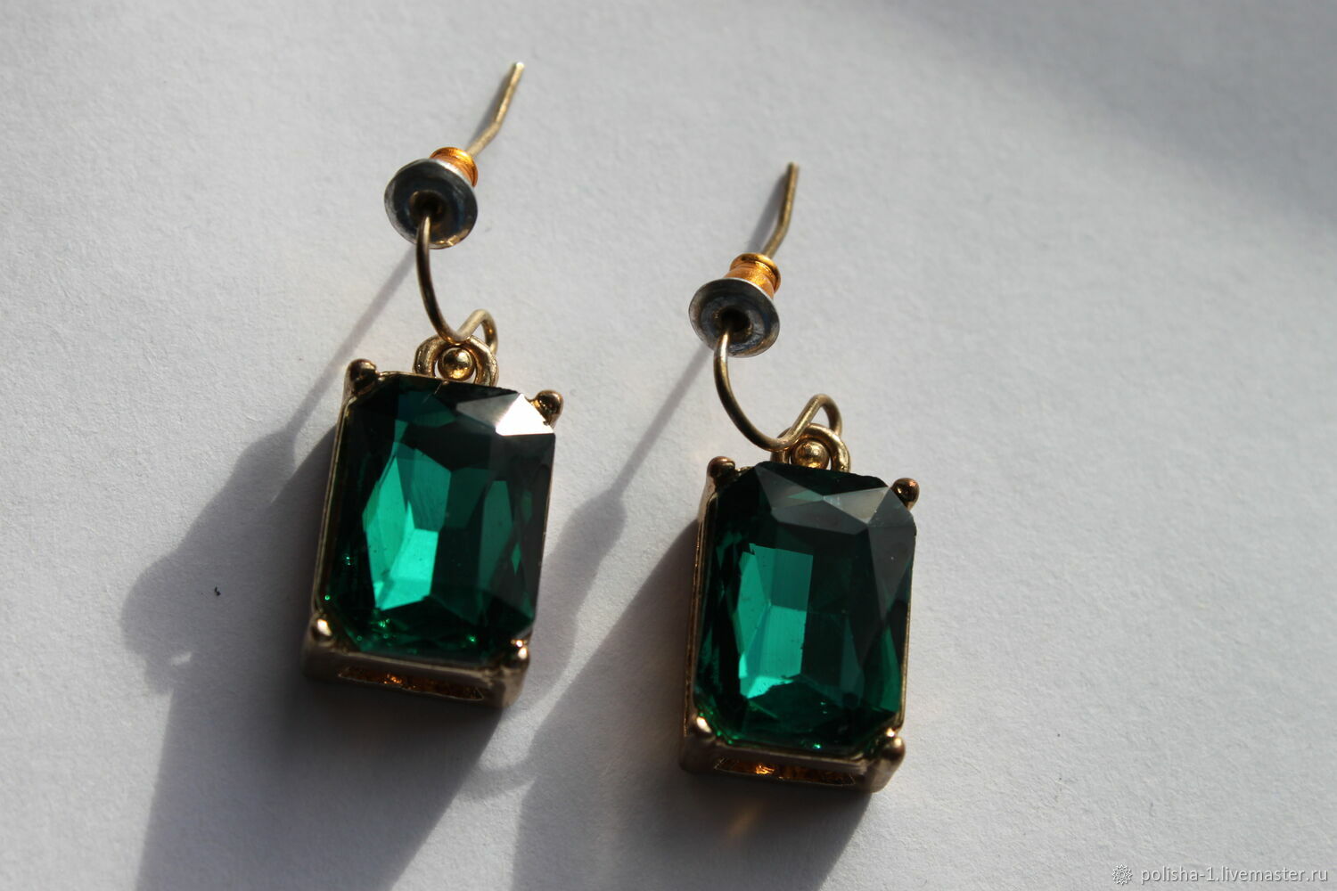 Винтаж: ВИНТАЖНЫЕ СЕРЬГИ "ИЗУМРУДНЫЕ".КЛАССИКА.Позолота.Амальгама ...