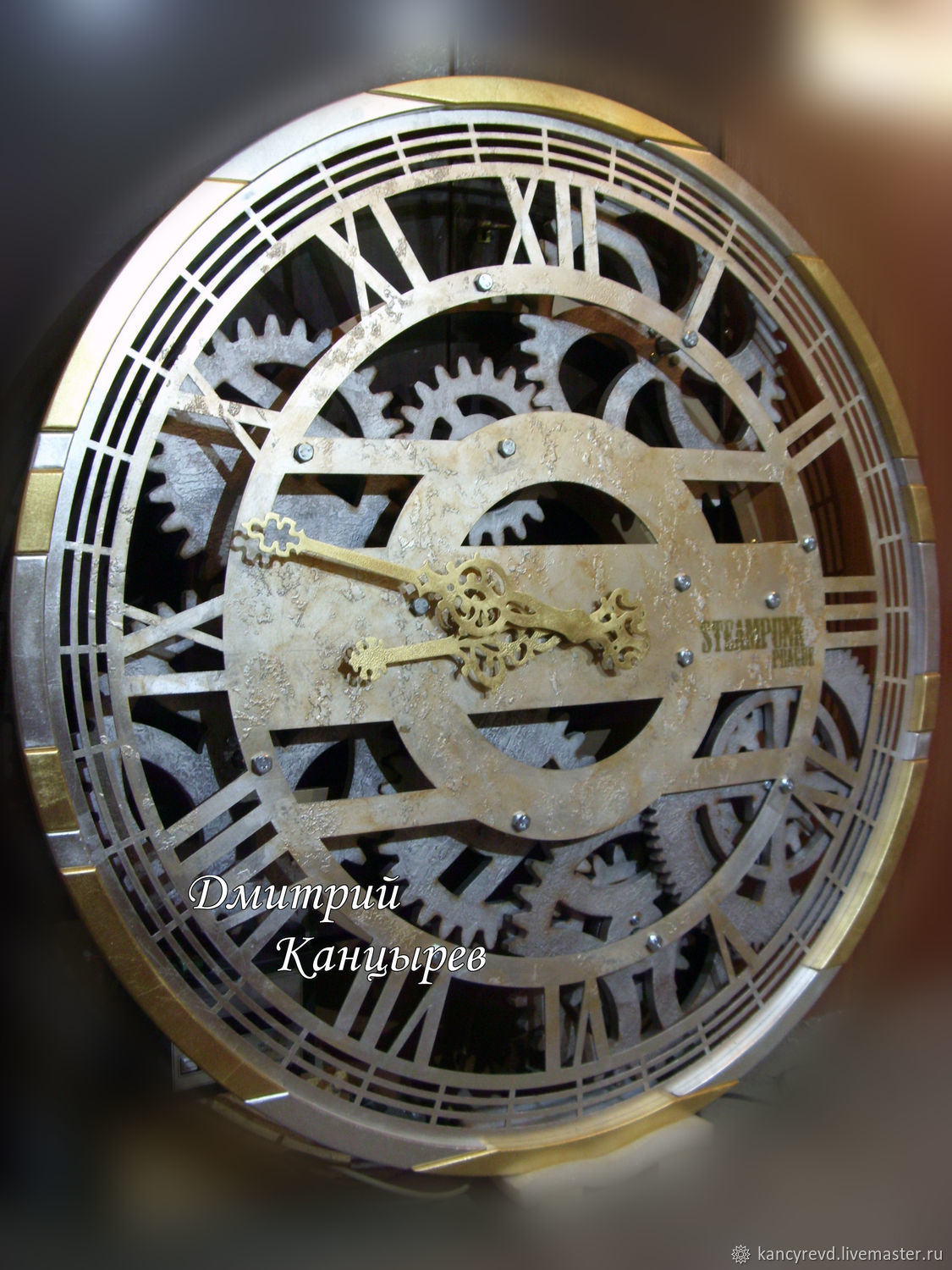 Large wall clock "Steampunk" with rotating gears – купить на Ярмарке ...