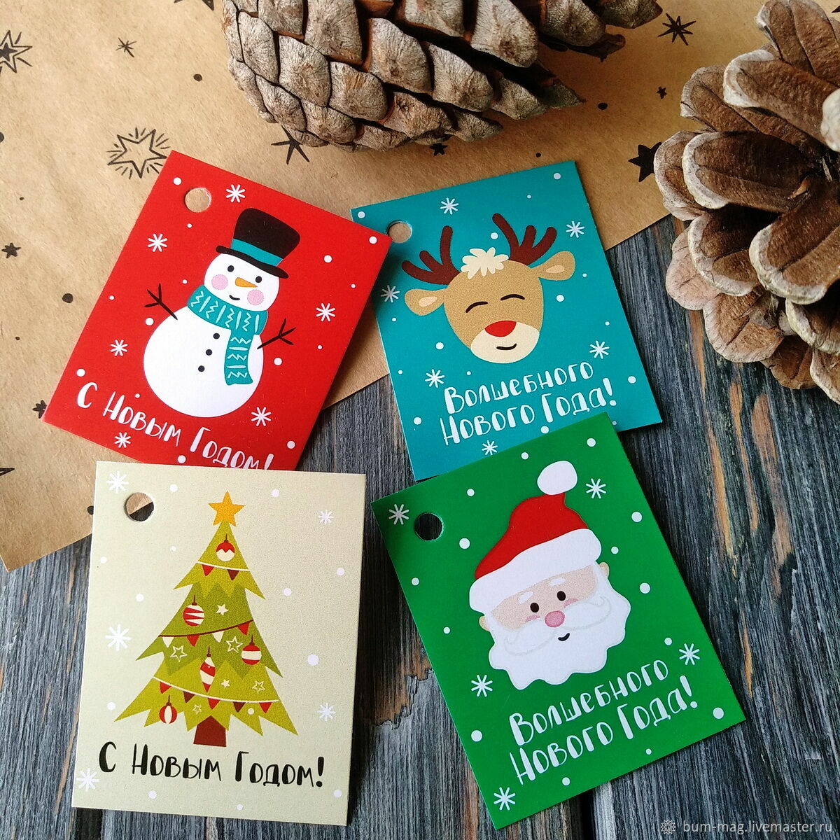 Бирки НОВОГОДНИЕ - 20шт (5х4см). Яркие праздничные бирки – купить на ...