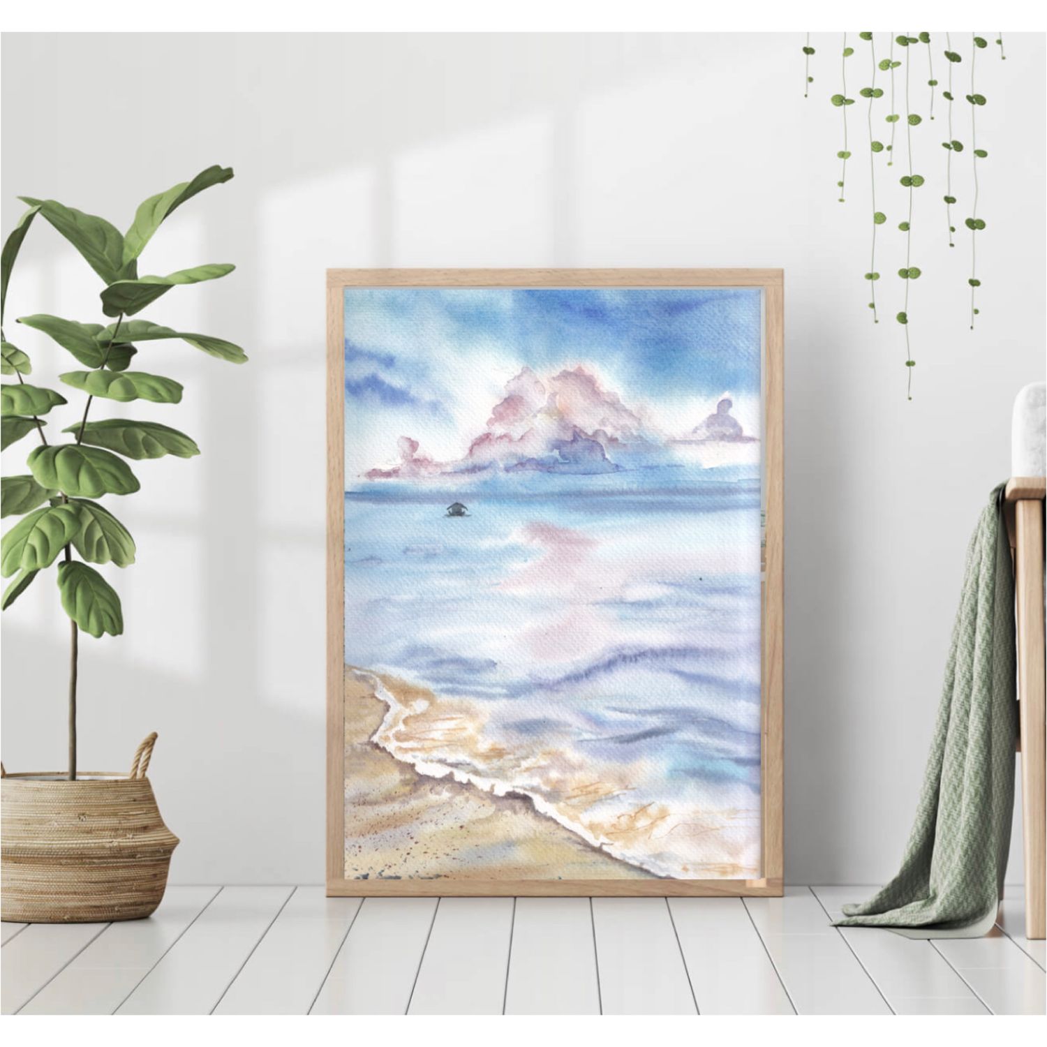 Картина акварелью "Морской пляж" в интернет-магазине на Ярмарке ...