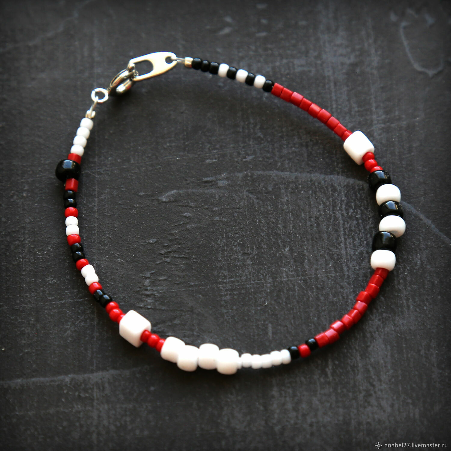 Тонкий браслет из бисера Фенечка из бисера Хиппи бижутерия Бохо 00777 ...