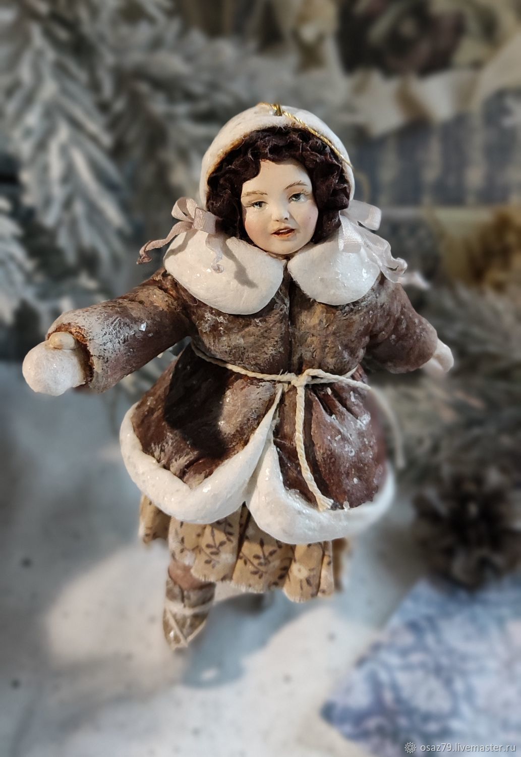 Елочные игрушки ручной работы: ватная игрушка Девочка на коньках в интернет-магазине на Ярмарке ...
