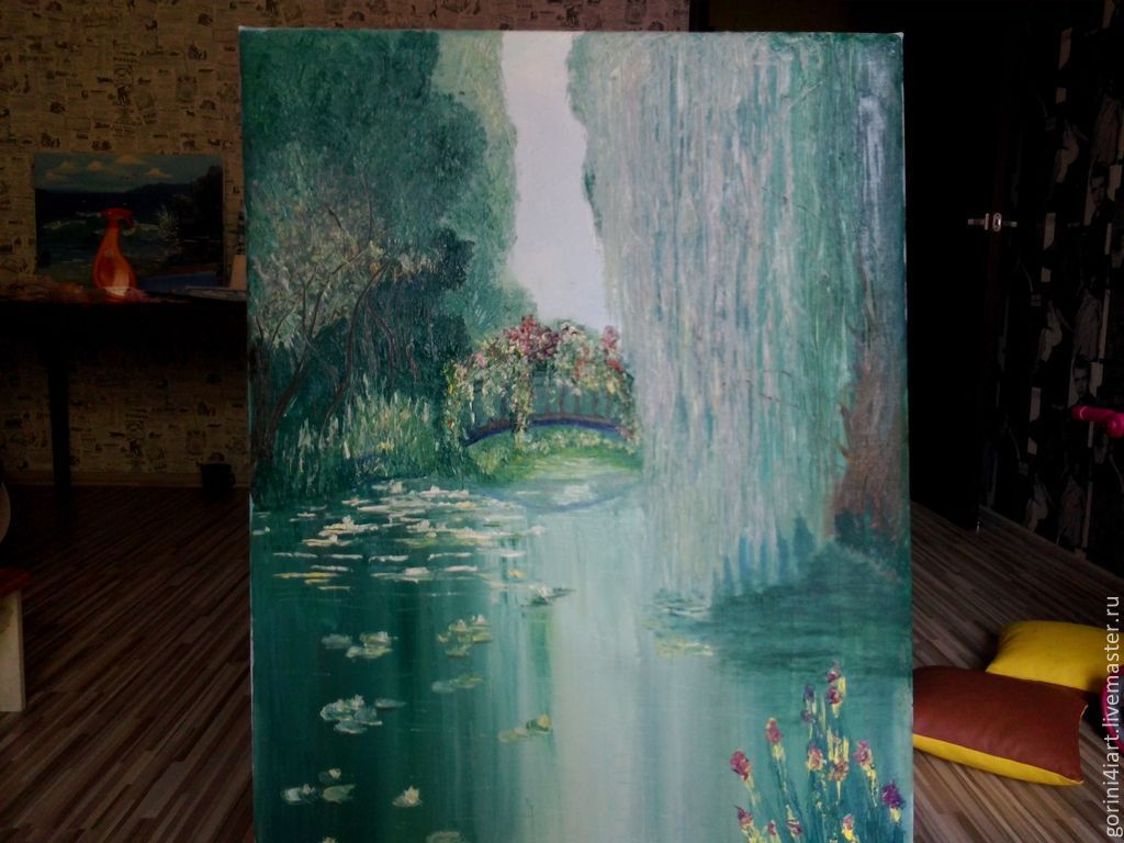 Картина маслом заросший пруд в интернет-магазине на Ярмарке Мастеров ...