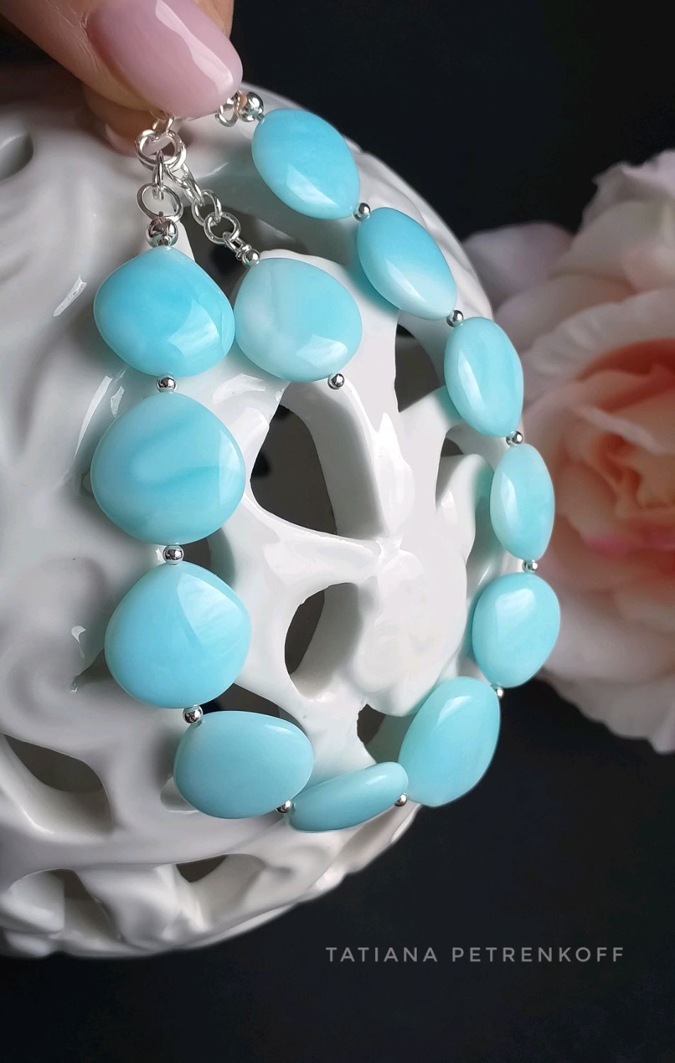 Перуанский голубой опал. Серебро 925. Браслет – заказать на Ярмарке ...