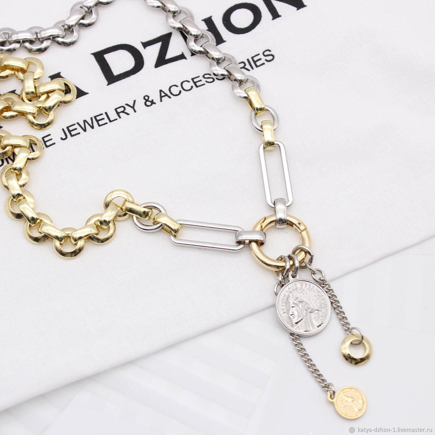 Цепь Katya Dzhon биколор c двумя монетками в интернет-магазине на ...