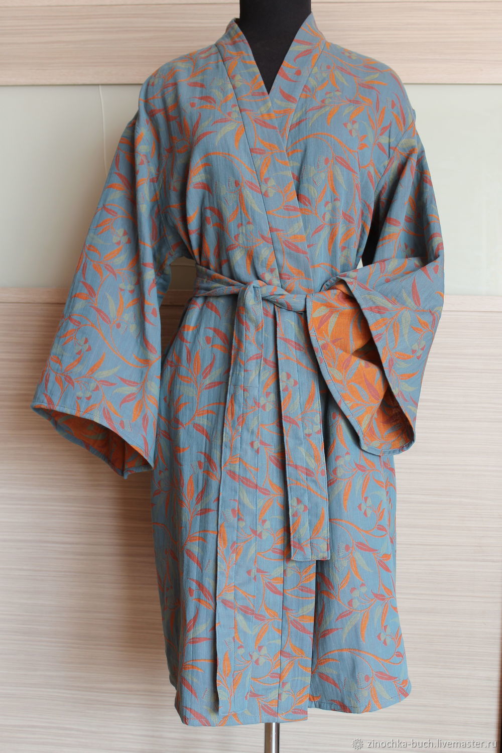 Халаты: Двухсторонний жаккардовый хлопковый легкий халат- кимоно купить ...