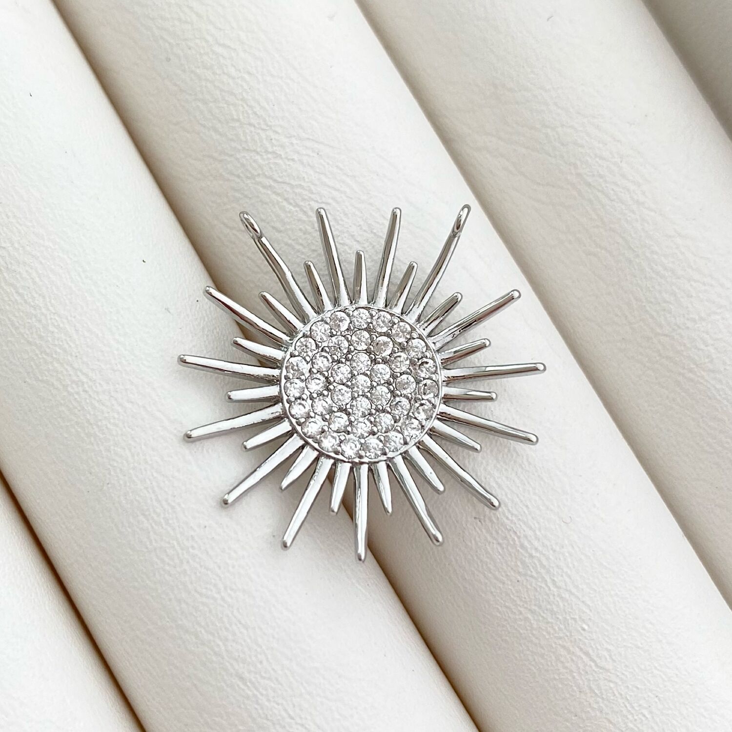 Подвеска Солнце с 2-мы петельками, родий, 22 мм в интернет-магазине на ...