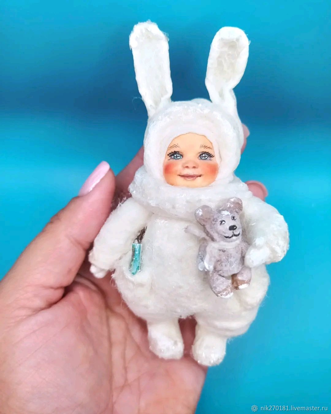 Ватная игрушка "Малыш с мишкой" купить в интернет-магазине Ярмарка ...