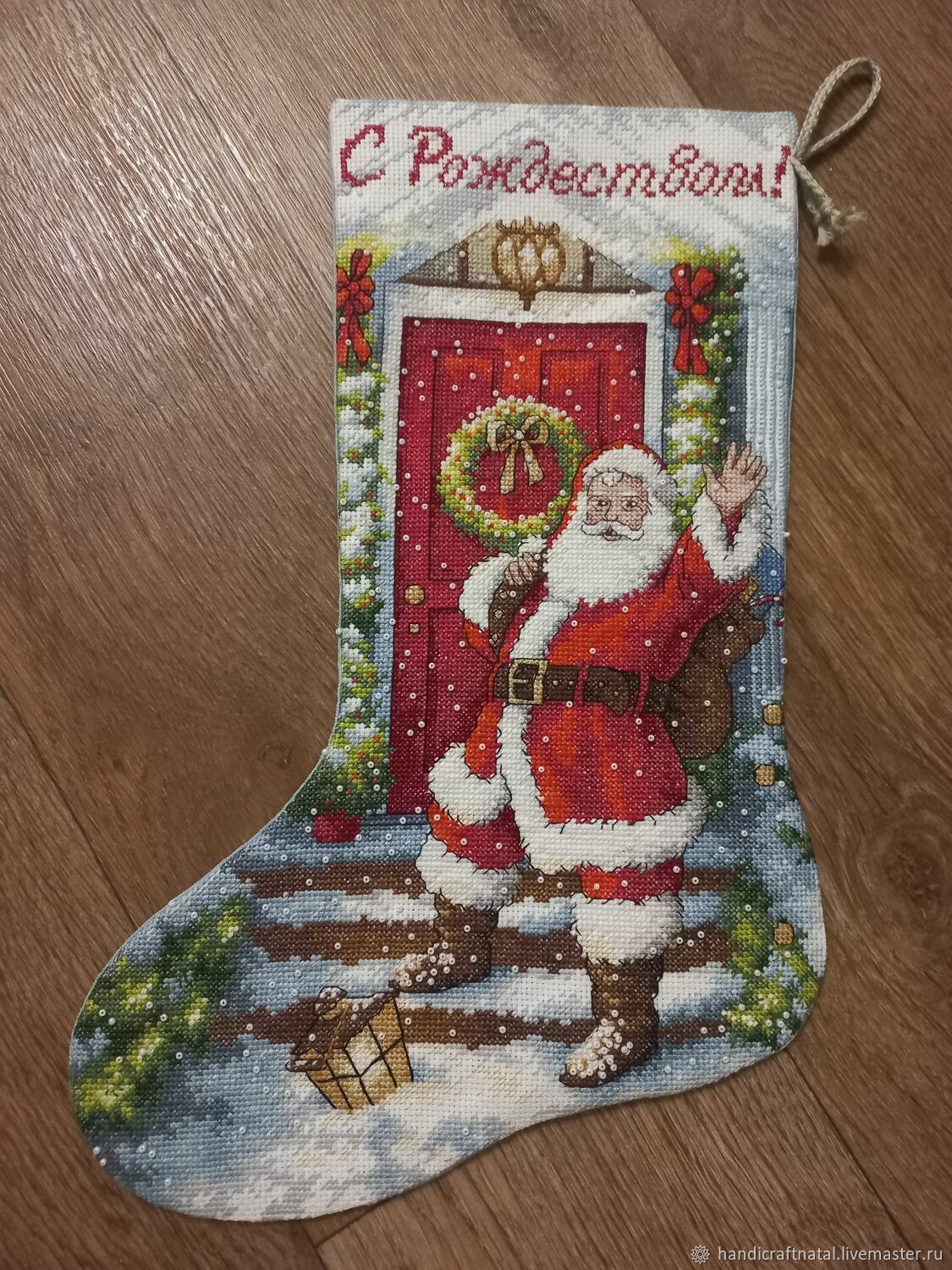 Новогодний носок. Санта купить в интернет-магазине Ярмарка Мастеров по ...