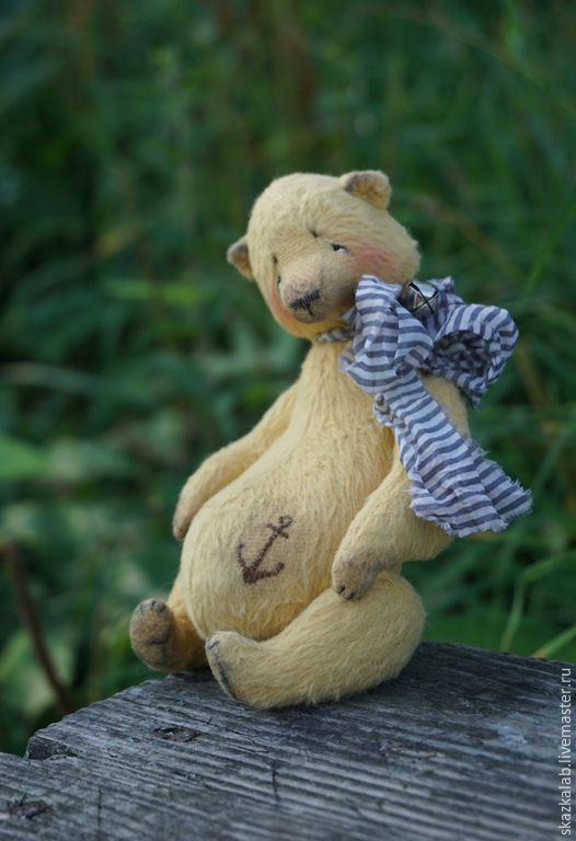 Купить Sand. Мечтая о море - желтый, мишка тедди, мишка ручной работы ...