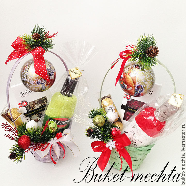 Мини новогодняя корзина со сладостями и чаем в интернет-магазине на ...