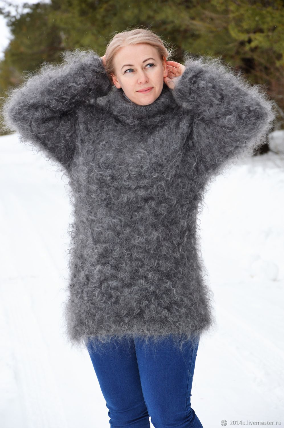 Свитеры: Пуховый вязаный свитер Унисекс из кудрявого пуха купить в ...