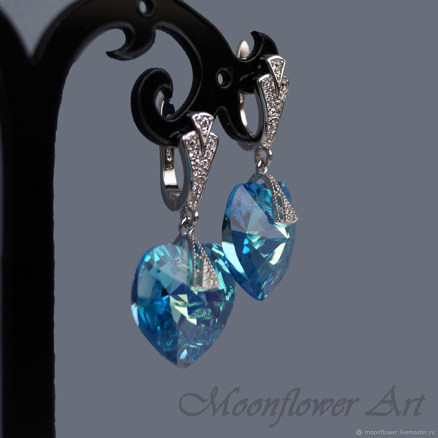 Swarovski серьги Aquamarine Hearts в интернет-магазине на Ярмарке ...