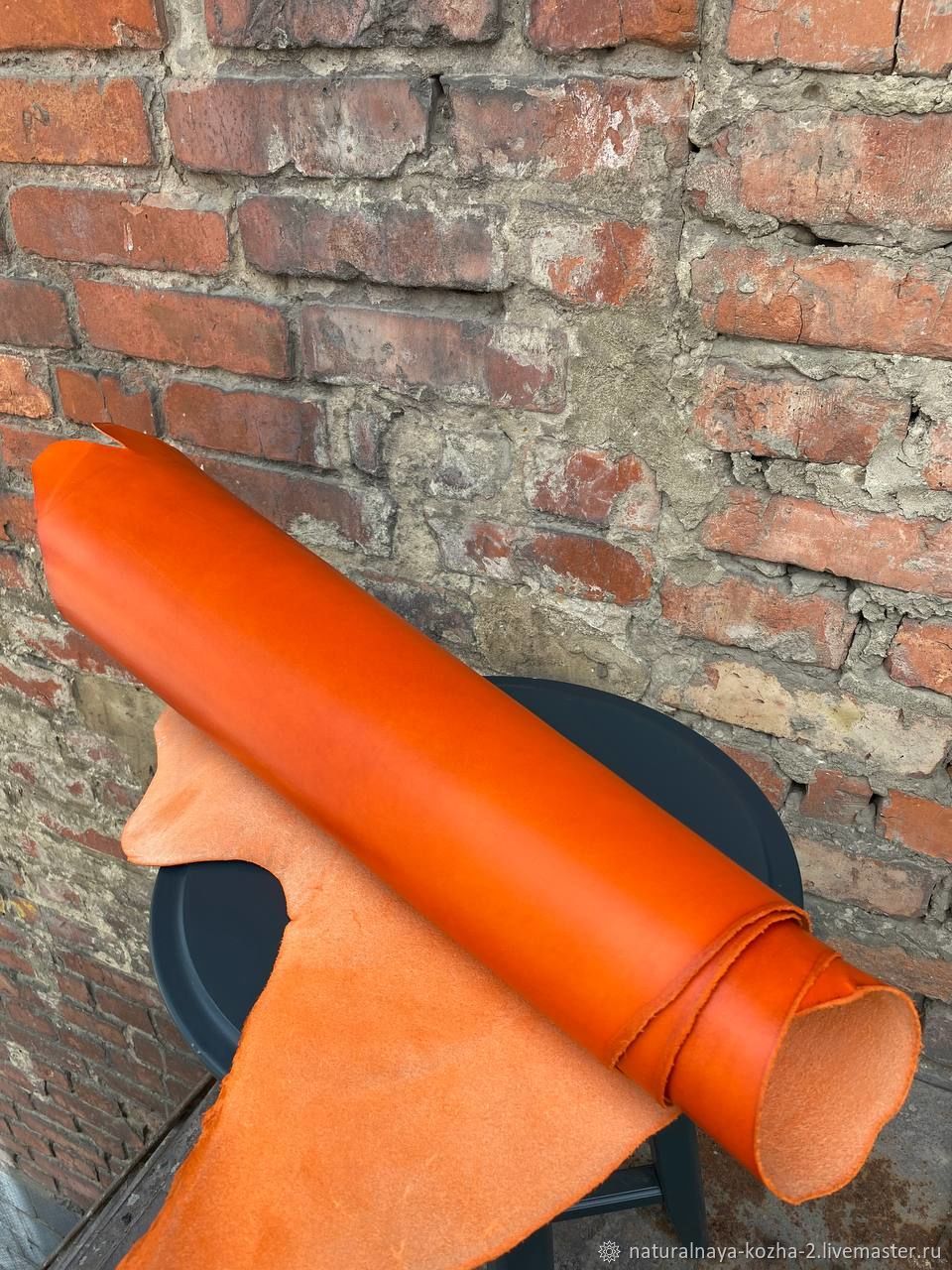 Натуральная кожа Buttero #12 orange, итальянская кожа буттеро в ...