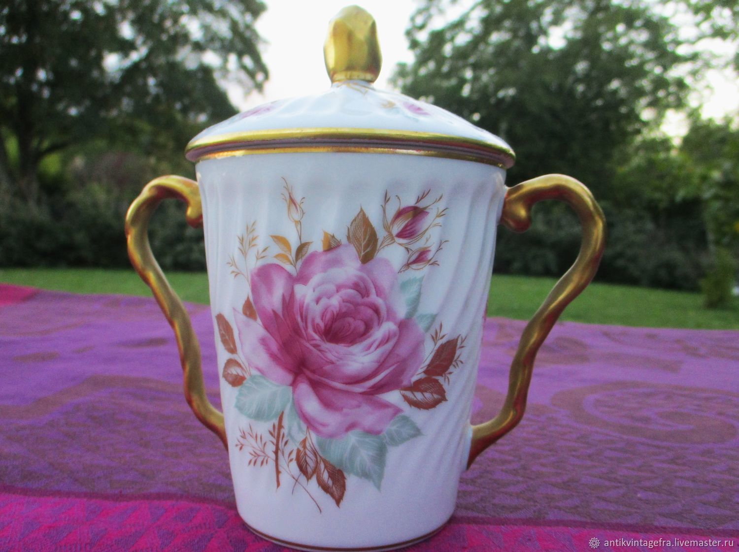 Винтаж Старинная сахарница Roses фарфор Limoges купить в интернет магазине Ярмарка Мастеров по