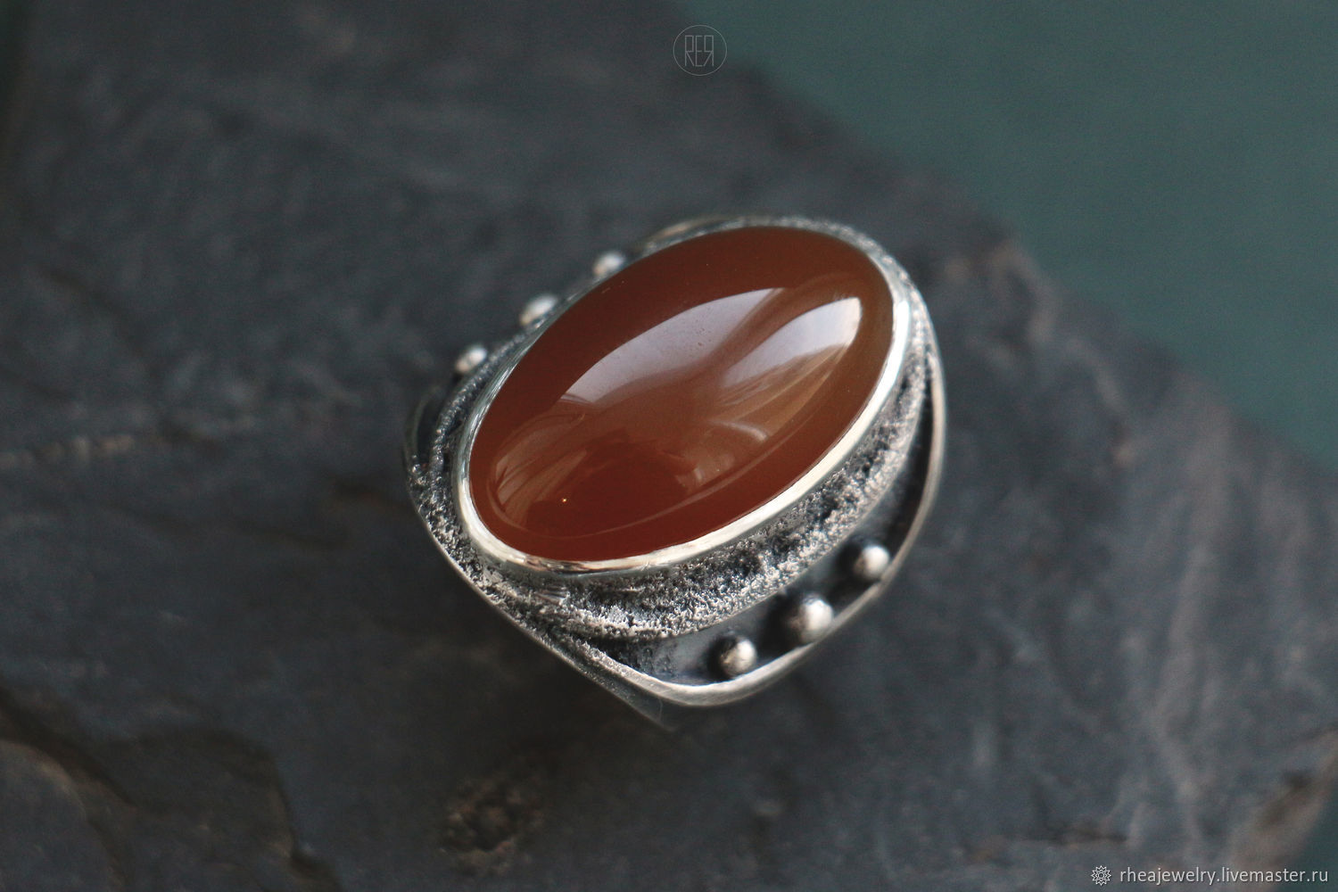 Мужской перстень в серебре с натуральным сердоликом,средневековый ...