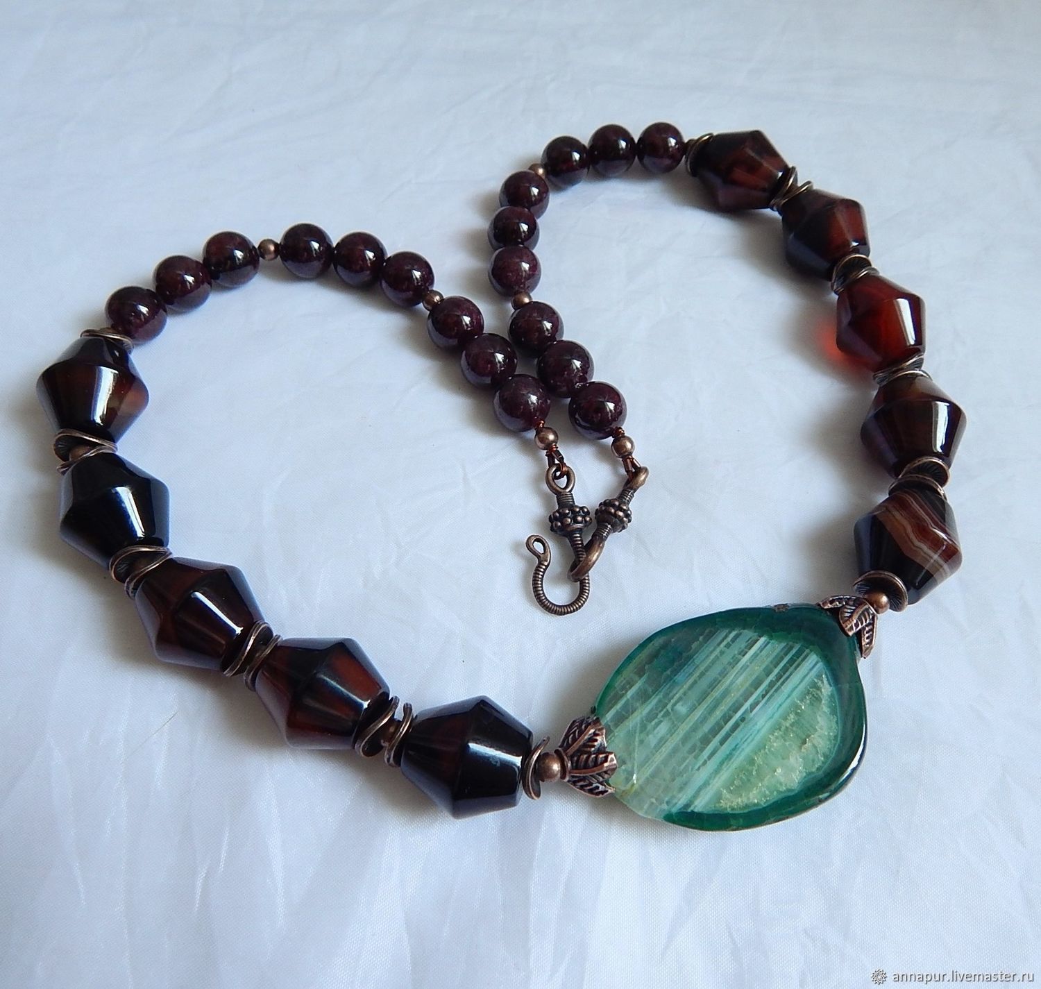 Стильное бохо колье Горное Озеро и авторское колье Изумрудные Вишни на ...