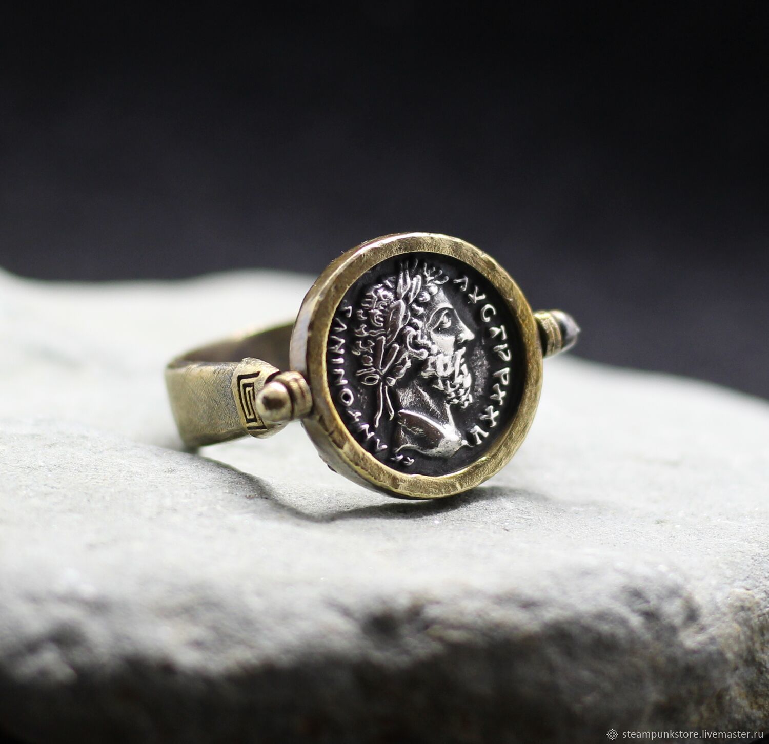 Кольцо с монетой Марк Аврелий Стоицизм Монета Рим Marcus Aurelius в ...