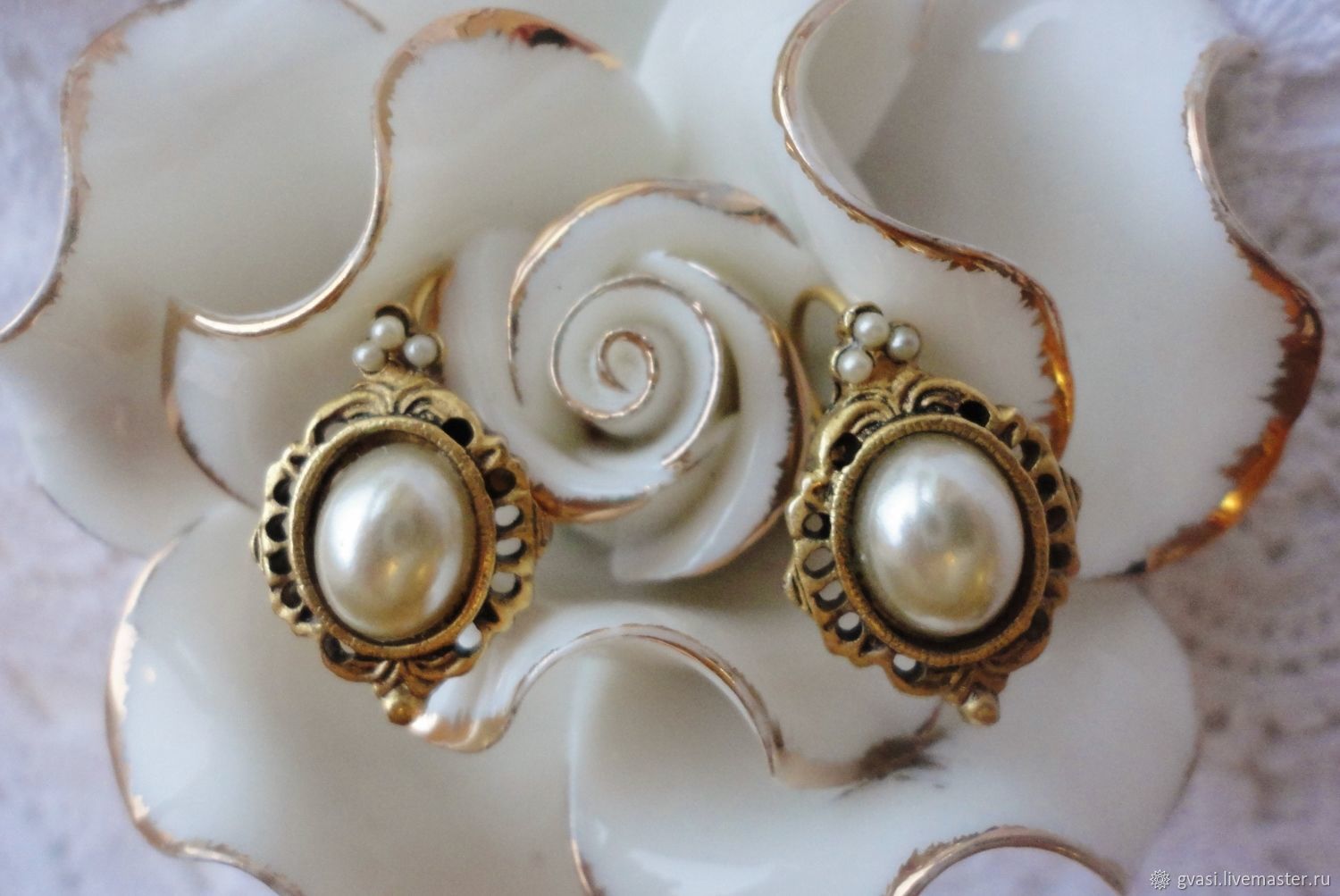 Винтаж: Изящные серьги с жемчугом оправа позолоченная. Австралия в ...