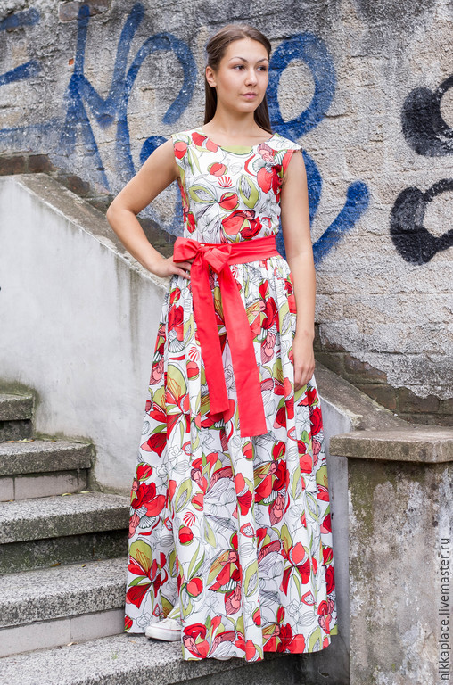 Цветочное платье-макси в интернет-магазине на Ярмарке Мастеров | Сарафаны, София - доставка по ...